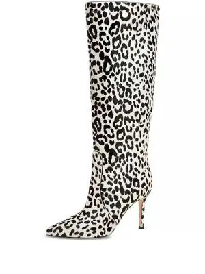 GIANVITO ROSSI 80mm Leopard Print Knee-high Boots