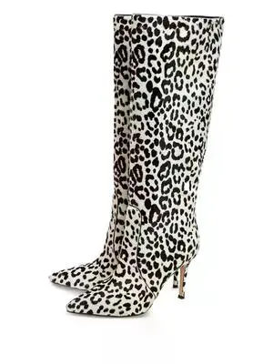 GIANVITO ROSSI 80mm Leopard Print Knee-high Boots