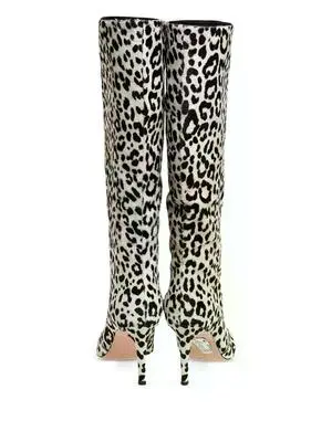 GIANVITO ROSSI 80mm Leopard Print Knee-high Boots