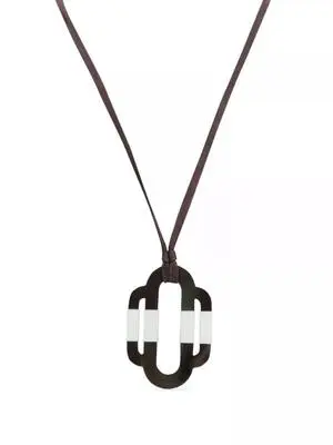 Hermès 1990-2015s Attelage Buffalo Horn Necklace - Brown