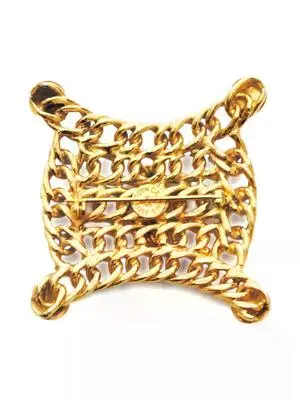 Celine 1980-1990s Triomphe Chain-logo Brooch