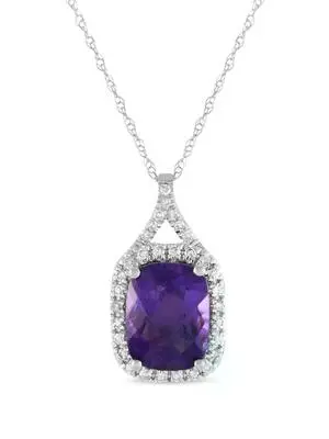 LB EXCLUSIVE 14k White Gold Diamond And Amethyst Necklace - Silver