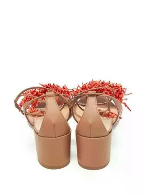AQUAZZURA 60mm Beaded Block-heel Sandals - Brown