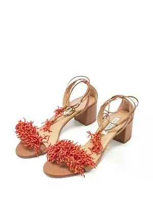 AQUAZZURA 60mm Beaded Block-heel Sandals - Brown