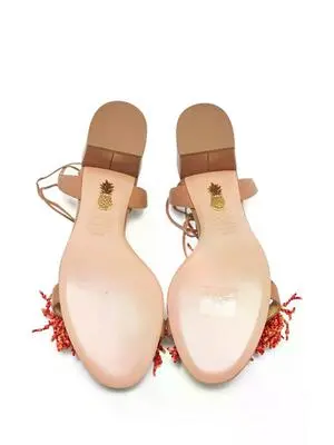 AQUAZZURA 60mm Beaded Block-heel Sandals - Brown