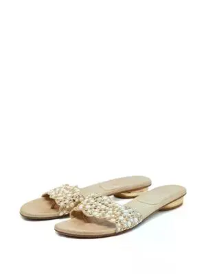 STUART WEITZMAN Pearl-embellished Suede Sandals