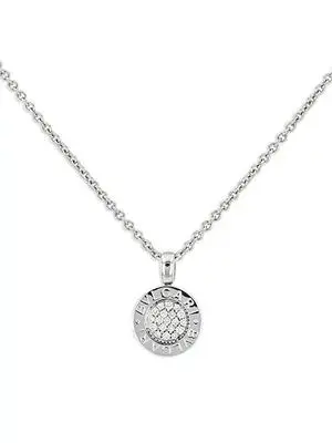 BVLGARI 18k White Gold Diamond Pendant Necklace - Silver