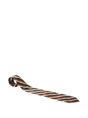 Brioni Striped Silk Tie - Brown