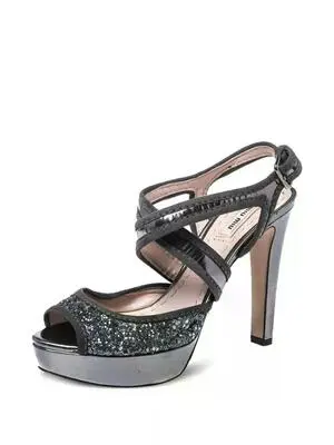 Miu Miu 120mm Glitter Platform Sandals