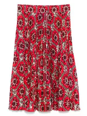 Valentino Garavani 2000s Floral-print Pleated Skirt