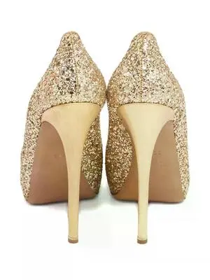 NICHOLAS KIRKWOOD Glitter-embellished Leather Pumps - Gold