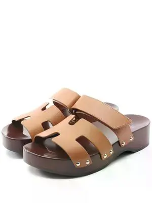 Hermès Kos Stud-detail Platform Sandals - Brown