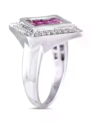 LB EXCLUSIVE 14k White Gold Diamond And Sapphire Ring