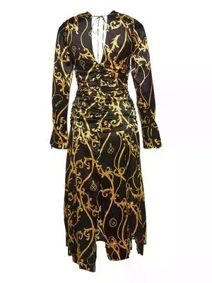 GANNI Ruched Baroque-print Dress