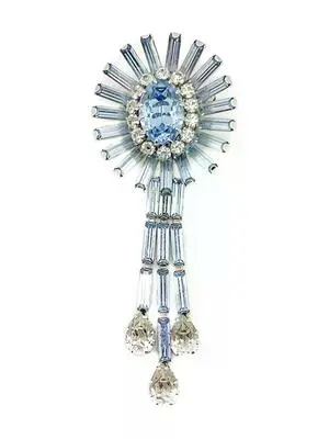 JENNIFER GIBSON JEWELLERY 1950s Schöffel Crystal Droplet Brooch - Silver