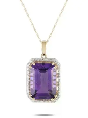 LB EXCLUSIVE 14k Yellow Amethyst And Diamond Necklace - Gold