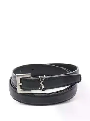 Saint Laurent 2020s Monogram Leather Belt - Black