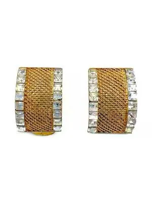 Balenciaga 1980s Crystal-embellished Mesh Earrings - Gold
