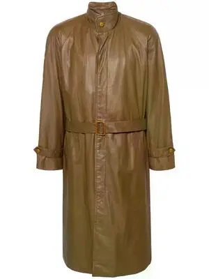 Valentino Garavani 1980s Stand-up Collar Belted Leather Coat