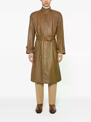 Valentino Garavani 1980s Stand-up Collar Belted Leather Coat