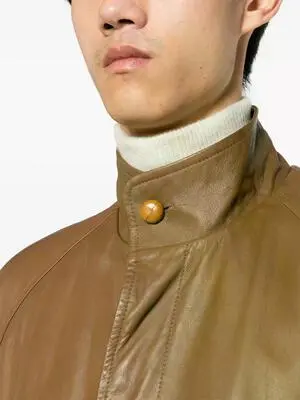 Valentino Garavani 1980s Stand-up Collar Belted Leather Coat