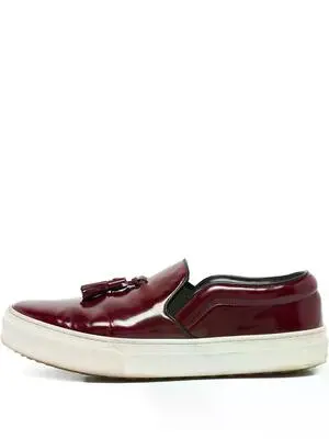 Celine Tassel Leather Slip-on Sneakers - Red