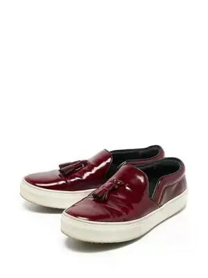 Celine Tassel Leather Slip-on Sneakers - Red