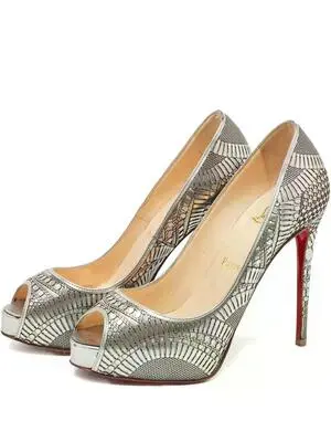 CHRISTIAN LOUBOUTIN Geometric-pattern Peep-toe Pumps
