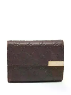 Gucci Monogrammed Leather Wallet - Brown