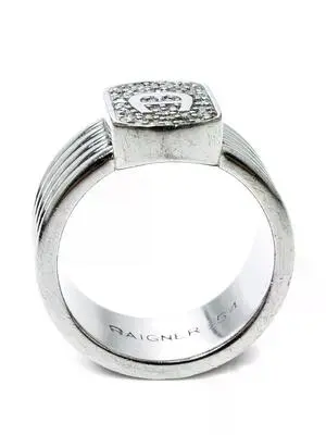 AIGNER Crystal Logo Band Ring - Silver