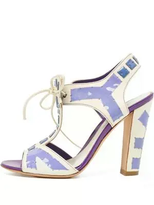 SERGIO ROSSI 105mm Leather Heeled Sandals - White