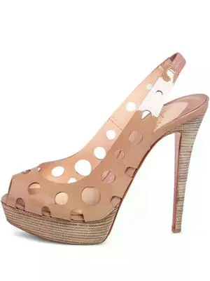 CHRISTIAN LOUBOUTIN 130mm Perforated Peep-toe Platform Pumps - Neutrals