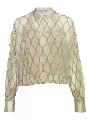 Brunello Cucinelli Sequined Diamond Pattern Shirt