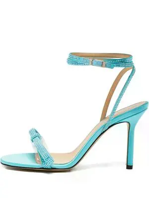 Mach & Mach 90mm Crystal Bow Sandals - Blue