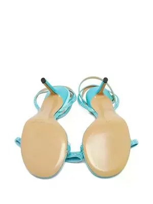 Mach & Mach 90mm Crystal Bow Sandals - Blue