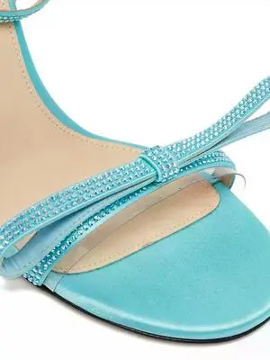 Mach & Mach 90mm Crystal Bow Sandals - Blue