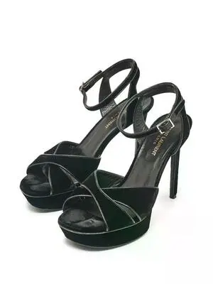 Saint Laurent 110mm Velvet Platform Sandals
