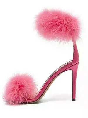 Alexandre Vauthier Feather-embellished Stiletto Sandals - Pink