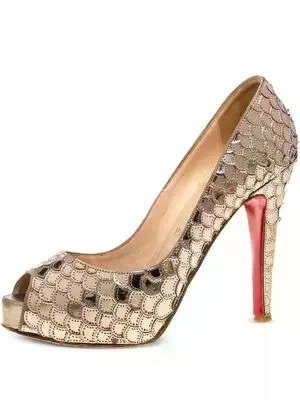 CHRISTIAN LOUBOUTIN 115mm Scaled Peep-toe Pumps - Neutrals