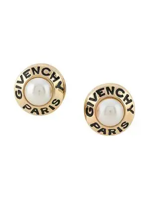 Givenchy 1980s Logo Clip-on Earrings - Gold