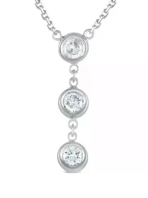 LB EXCLUSIVE 14kt White Gold Diamond Trio Pendant Necklace - Silver