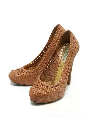 Prada 140mm Woven Platform Pumps
