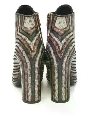 FERRAGAMO 120mm Striped Ankle Boots - Brown