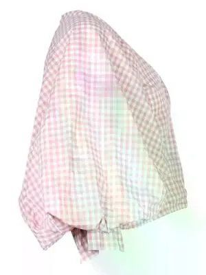 Caroline Constas Gingham Balloon-sleeve Top