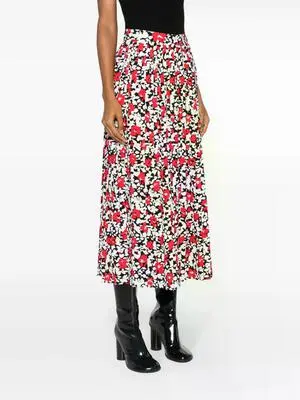 Celine Floral-print Pleated Midi Skirt