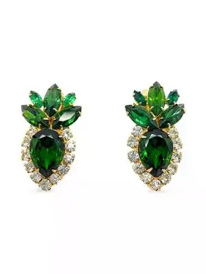 JENNIFER GIBSON JEWELLERY 1950s Crystal-embellished Emerald Earrings - Gold