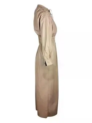 Nanushka Shirred Leather Midi Dress