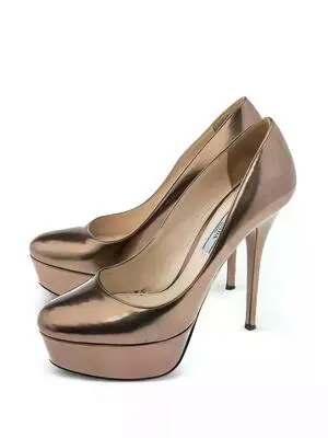 Prada 130mm Metallic-effect Leather Pumps