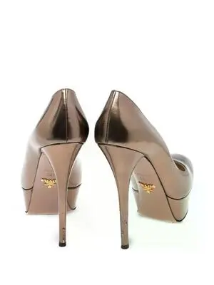 Prada 130mm Metallic-effect Leather Pumps