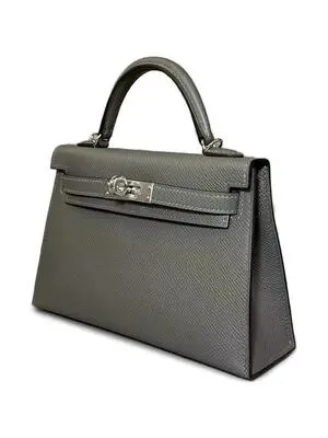 Hermès 2025 Mini Kelly Sellier 20 Verso Epsom Leather Palladium Hardware Tote Bag - Grey
